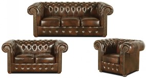 FN Sedací souprava Chesterfield Classic 3+2+1 kůže hnědá