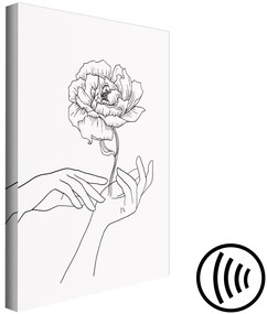 Obraz Jemný dotek (1-dílný) svislý - černo-bílá lineární ruka
