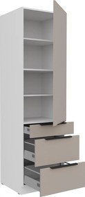 ARIA lb | vysoká skříňka 60 DKS-210 3S1F potravinová | UNI DVÍŘKA | 60 cm | PREMIUM BOX | bílá/béžová