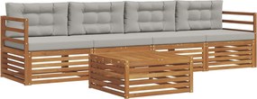 Venkovní pohovková souprava 5 ks Přírodní a světle šedá 3372961