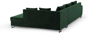 KOOKO HOME Rohová rozkládací sametová pohovka s úložným prostorem Calmato XL pravý roh