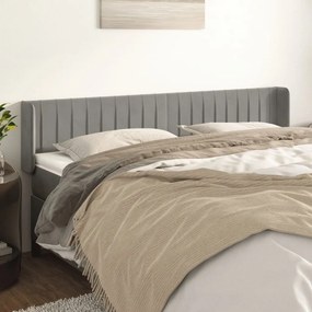 Čelo postele typu ušák světle šedé 163x16x78/88 cm samet 3119060