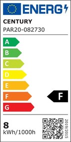CEN PAR20-082730 LED PAR20 8W E27 3000K 640Lm 64x86mm IP65 40d - CENTURY