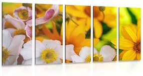 5-dílný obraz zářivá letní kytice - 200x100