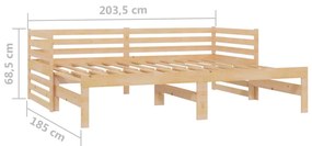 Výsuvná válenda masivní borové dřevo 2× (90 x 200 cm)
