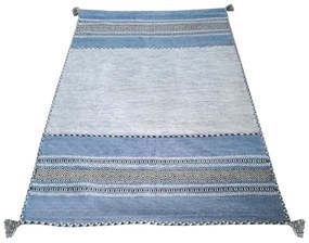 Modro-šedý bavlněný koberec Webtappeti Antique Kilim, 70 x 140 cm