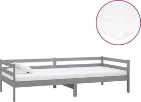 Denní postel s matrací 90 x 200 cm šedá masivní borové dřevo 3083561