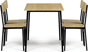 Set jídelní (1+4), MDF dekor divoký dub, černý kov (110 x 70) cm hnědá