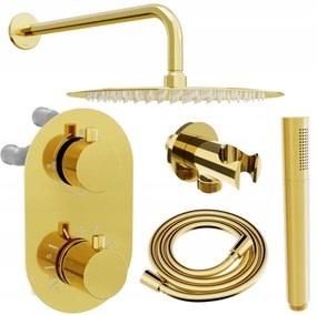 Mexen Kai DR70 podomítkový sprchový set s 25 cm hlavovou sprchou, zlatá, 77602DR7025-50
