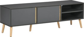 HOMCOM TV Stánek pro televizory do 55 palců, skandinávský design, 2 dveře, 2 police s vedením kabelů, 150 x 35 x 45 cm, tmavě šedá | Aosom