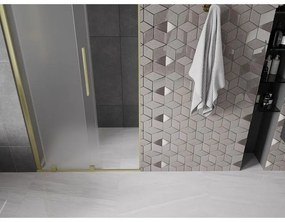 Mexen Velar, posuvné sprchové dveře do otvoru 110 cm, 8mm sklo námraza, zlatá matná, 871-110-000-31-55