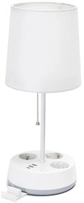 Aigostar - Stolní lampa se zásuvkami a USB porty 1xE27/60W/230V bílá