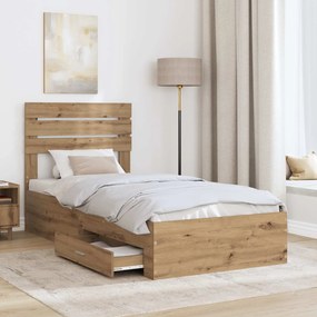 Rám postele s čelo Artisanový dub 90 x 200 cm Kompozitní dřevo 3411690