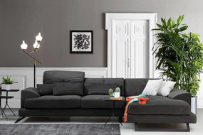 Designová rohová sedačka Heimana 308 cm antracitová - pravá
