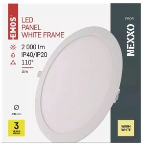 Emos lighting LED zápustný panel NEXXO ø30cm, 25W, kulatý, bílý Barva: Bílá, Chromatičnost: 4000K