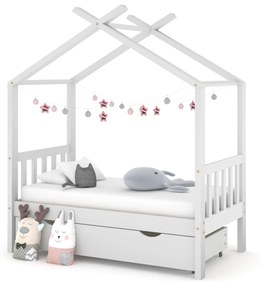 Rám dětské postele se zásuvkou bílý masivní borovice 70x140 cm - Default Title