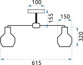 Toolight - Závěsné kovové stropní svítidlo 3-ramenné 3xE27 60W APP734-3C, černá, OSW-08763