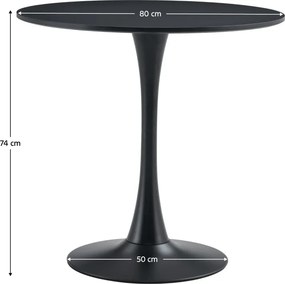 Jídelní stůl, černá, průměr 80cm, REVENTON NEW