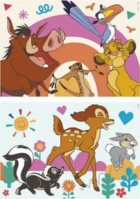 EDUCA Dřevěné puzzle Lví král a Bambi / 2x16 dílků / od 3 let