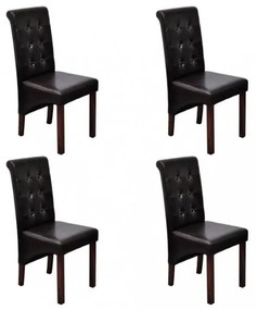 Jídelní židle 4 ks umělá kůže / dřevo Dekorhome Hnědá