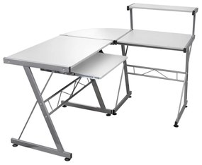 Rohový počítačový stůl Bílý 132 x 112 x 99 cm kompozitní dřevo,  20587
