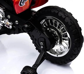 Ramiz Dětská motorka Cross na baterie červená + pomocná kolečka + LED zvuky