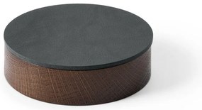 Antracitový/hnědý dřevěný/z eko kůže úložný box s víkem/dekorativní ø 11x3,5 cm Circle Nupo – LIND DNA