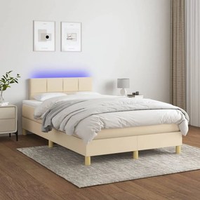 Box spring postel s matrací a LED krémová 120 x 200 cm textil 3133706