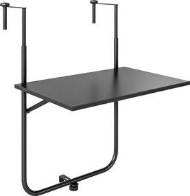 Balkonový stolek Outsunny pro zavěšení Skládací závěsný stolek 3-násobně výškově nastavitelný do 15 kg 62x60 cm černý pro balkon a terasu | Aosom.de