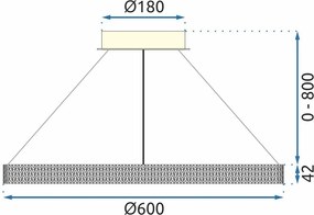 Toolight Toolight, LED křišťálové závěsné svítidlo 60x60 cm APP1203-CP, zlatá, OSW-04592