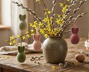 Set 4ks závěsné velikonoční vejce s oušky Egg Easter Flock - Ø 8*14 cm