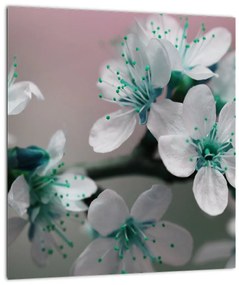 Obraz květu - tyrkysové (30x30 cm)