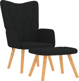 Relaxační křeslo se stoličkou černé textil 327540