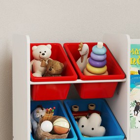AIYAPLAY úložný nábytek pro děti, úložný box na hračky s 6 vyjímatelnými boxy a velkou pojízdnou krabicí, 100x30x80 cm, vícebarevný