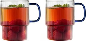 Modré skleněné hrnky v sadě 2 ks na cappuccino 350 ml Livio – Vialli Design