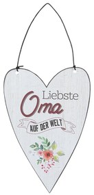 Závěsné kovové srdce Liebste Oma - 12*18 cm