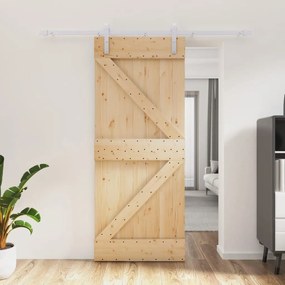 Posuvné dveře s kováním 85 x 210 cm masivní borové dřevo,  3203021