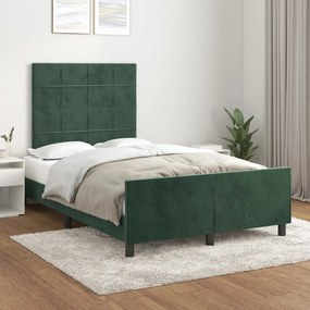 Rám postele s čelem tmavě zelený 120 x 200 cm samet,  3125748