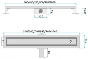 Odtokový žlab REA NEOX PRO 70 cm, broušený nikl