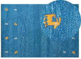 Vlněný koberec gabbeh 140 x 200 cm modrý CALTI Beliani