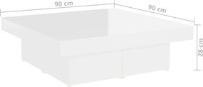 vidaXL Konferenční stolek 90 x 90 x 28 cm dřevotříska [806918] Barva: bílá s vysokým leskem