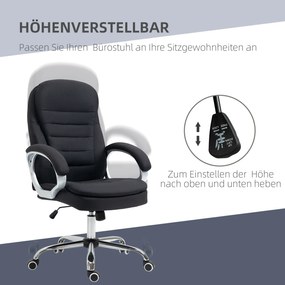 Kancelářská židle Vinsetto s nastavitelnými područkami, ergonomická kancelářská židle, houpací funkce, výškově nastavitelná, černá, len, 64x75x111-12…
