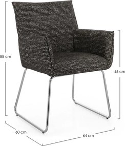 BIZZOTTO Židle s područkami EVELYN šedá 8051836800434