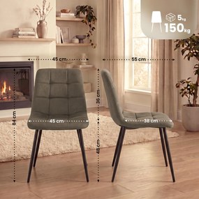 Sada 4 jídelních židlí Tilde samet – taupe