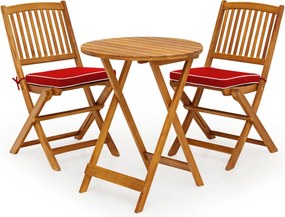 Costway 3-dílný. Terrassenmöbel-Set mit Rundem Tisch a 2 Stühlen a 2 Kissen