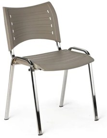 Plastová židle SMART, chromované nohy, šedohnědá