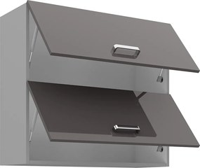 GREY gr | horní skříňka 80 GU-72 2F výklopná | 80 cm | světle šedá/tmavě šedá lesk