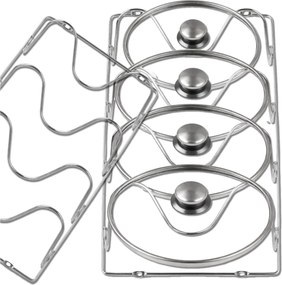 Camerazar Kuchyňský držák na 4 poklice, kovový, nástěnný, k zavěšení na dveře nebo zeď