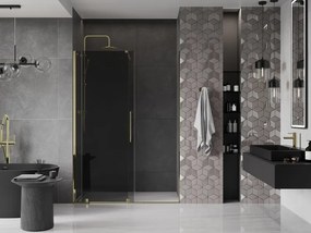 Mexen Velar, posuvné sprchové dveře do otvoru 130 cm, 8mm šedé sklo, zlatá lesklá, 871-130-000-41-50