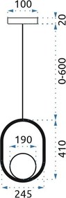 Toolight - Skleněná závěsná lampa E27 60W APP473-1CP, bílá-zlatá, OSW-00605